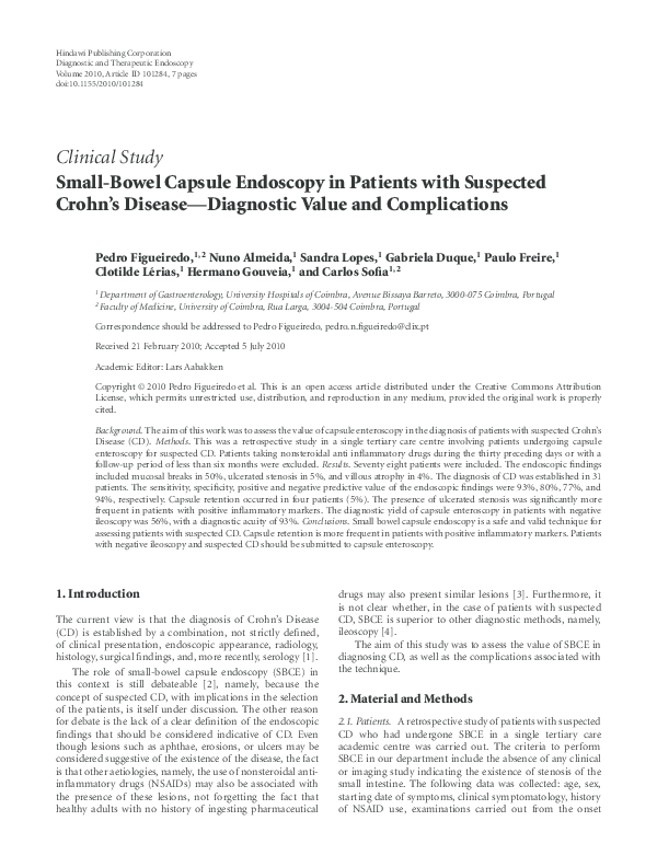 (PDF) Small-Bowel Capsule Endoscopy in Patients with Suspected Crohn's ...