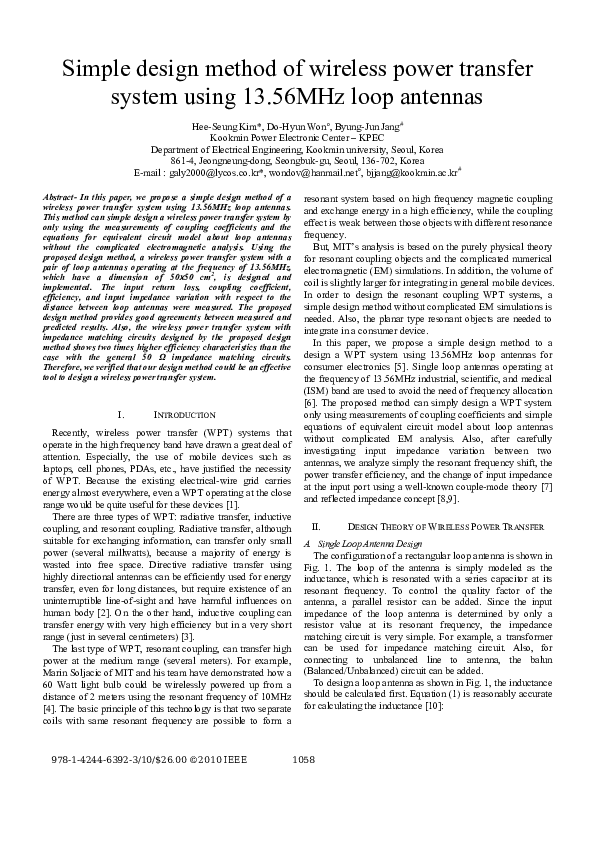 (PDF) Simple design method of wireless power transfer system using 13 ...