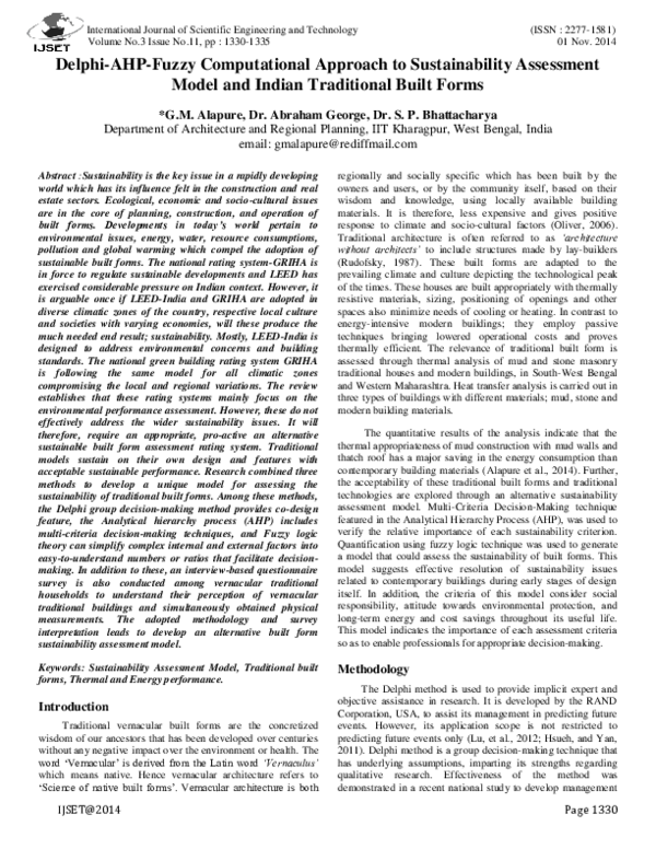 Pdf Delphi Ahp Fuzzy Computational Approach To Sustainability
