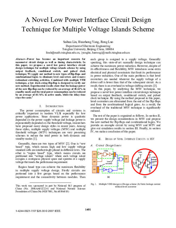 (PDF) A Novel Low Power Interface Circuit Design Technique for Multiple ...