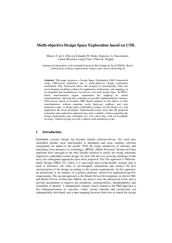 (PDF) Multi-objective Design Space Exploration based on UML