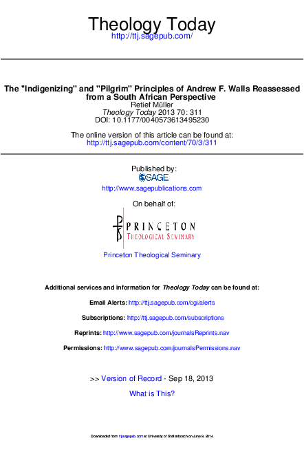 (PDF) The “Indigenizing” and “Pilgrim” Principles of Andrew F. Walls ...