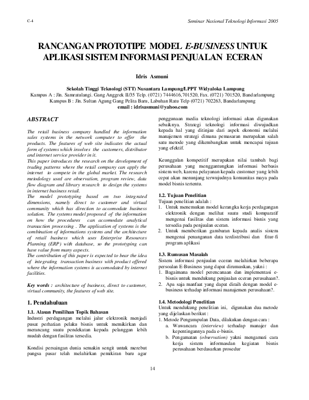 (PDF) RANCANGAN PROTOTIPE MODEL E-BUSINESS UNTUK APLIKASI SISTEM INFORMASI PENJUALAN ECERAN