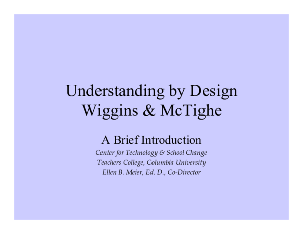 (PDF) Understanding by Design