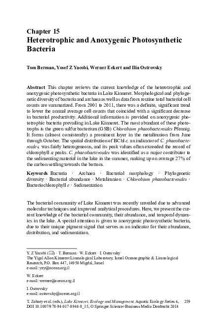Heterotrophic and Anoxygenic Photosynthetic Bacteria