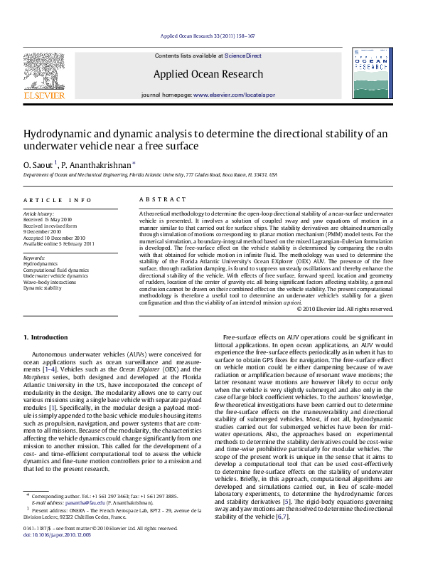 (PDF) Hydrodynamic and dynamic analysis to determine the directional ...