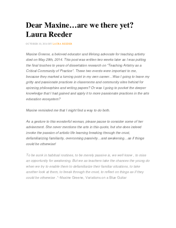 (PDF) Dear Maxine...Are we there yet?