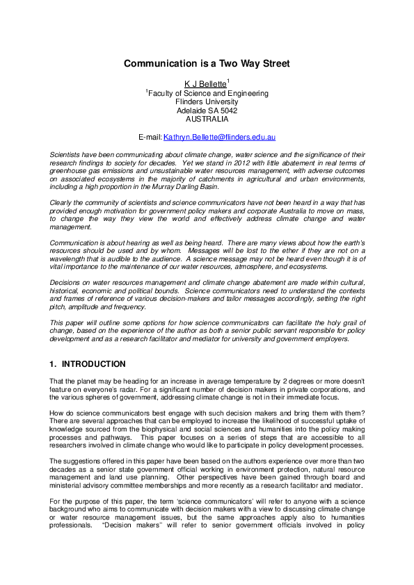 (PDF) Communication is a Two Way Street