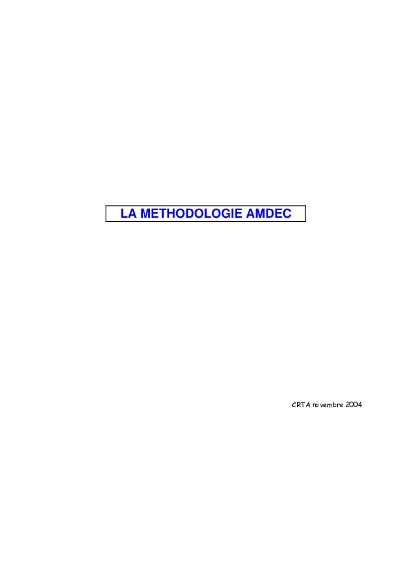 (PDF) LA METHODOLOGIE AMDEC