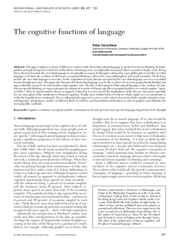 (PDF) Natural Language's Role in Human Thinking