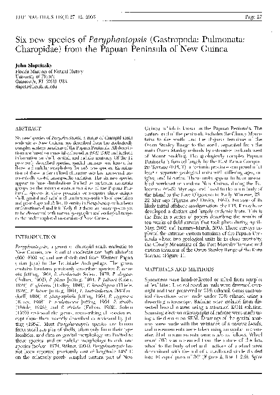 (PDF) Six new species of Paryphantopsis (Gastropoda: Pulmonata ...