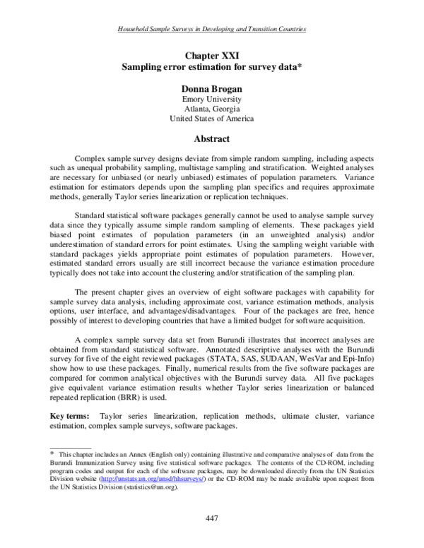 (PDF) Household Sample Surveys in Developing and Transition Countries ...