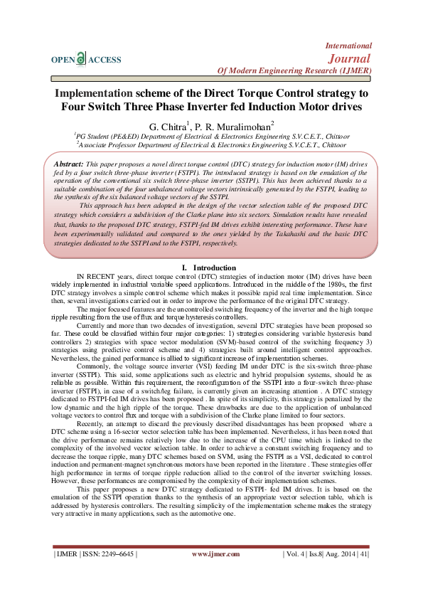 Pdf Implementation Scheme Of The Direct Torque Control Strategy To