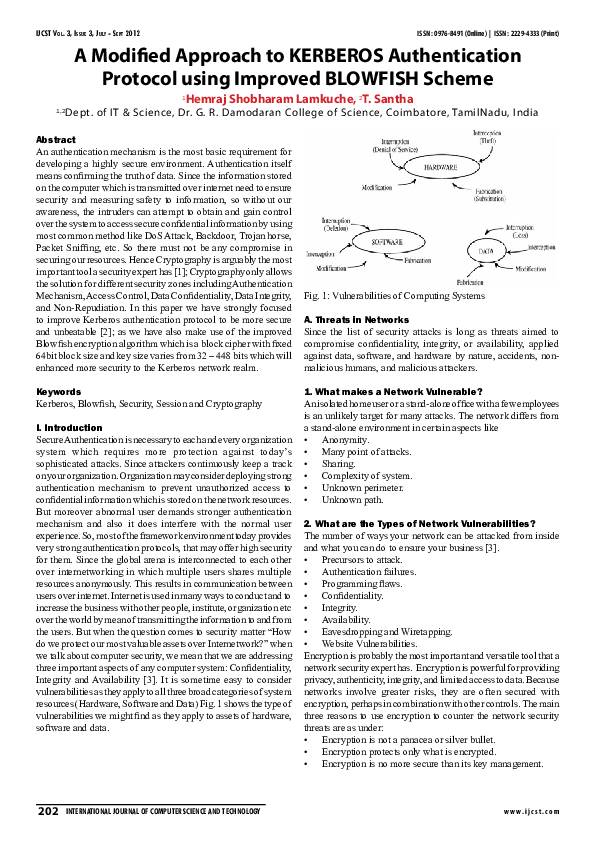 Pdf A Modified Approach To Kerberos Authentication Protocol Using