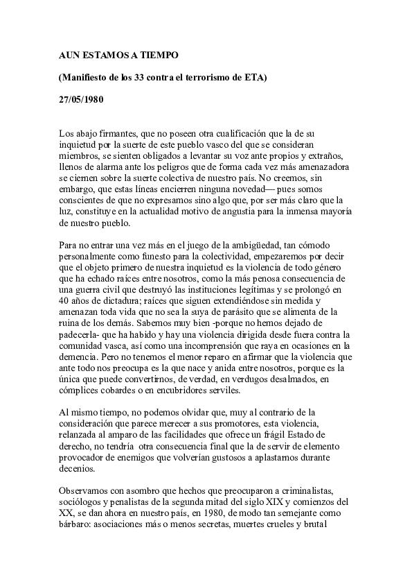 (DOC) AUN ESTAMOS A TIEMPO (Manifiesto contra el terrorismo de ETA ...