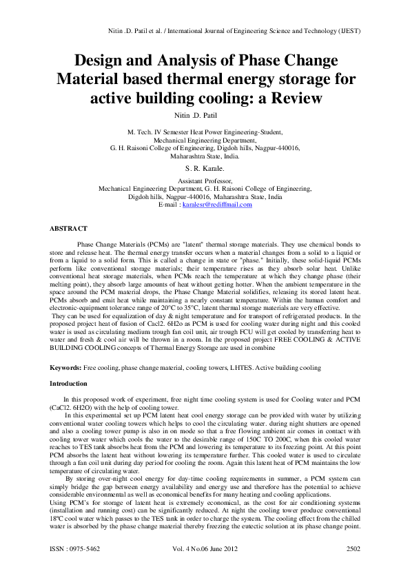 Design and Analysis of Phase Change Material based thermal energy ...