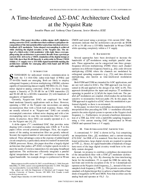 (PDF) A Time-Interleaved DAC Architecture Clocked at the Nyquist Rate ...