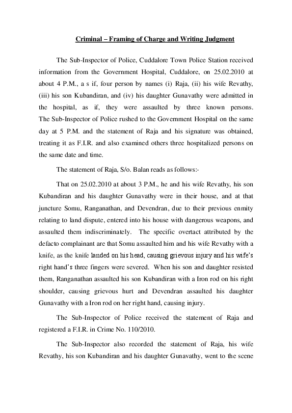 (DOC) Criminal – Framing of Charge and Writing Judgment