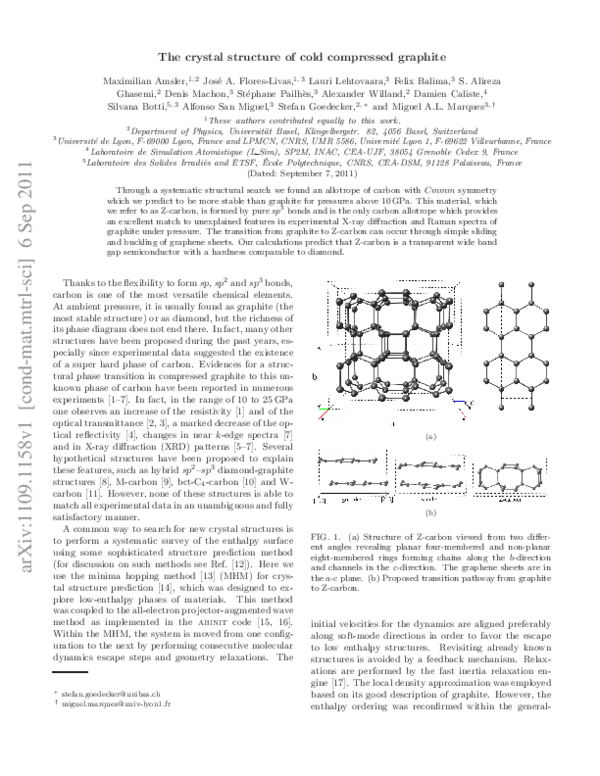 (PDF) The crystal structure of cold compressed graphite