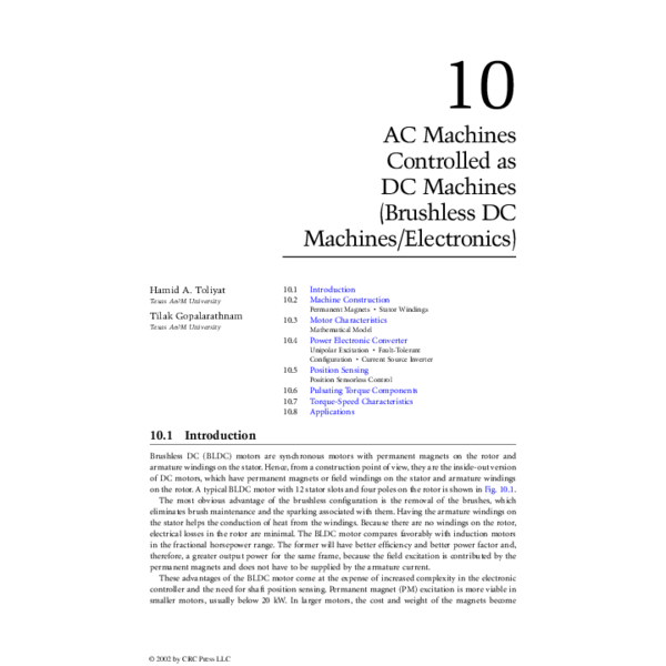 (PDF) Chapter 10: AC Machines Controlled as DC Machines (Brushless DC ...