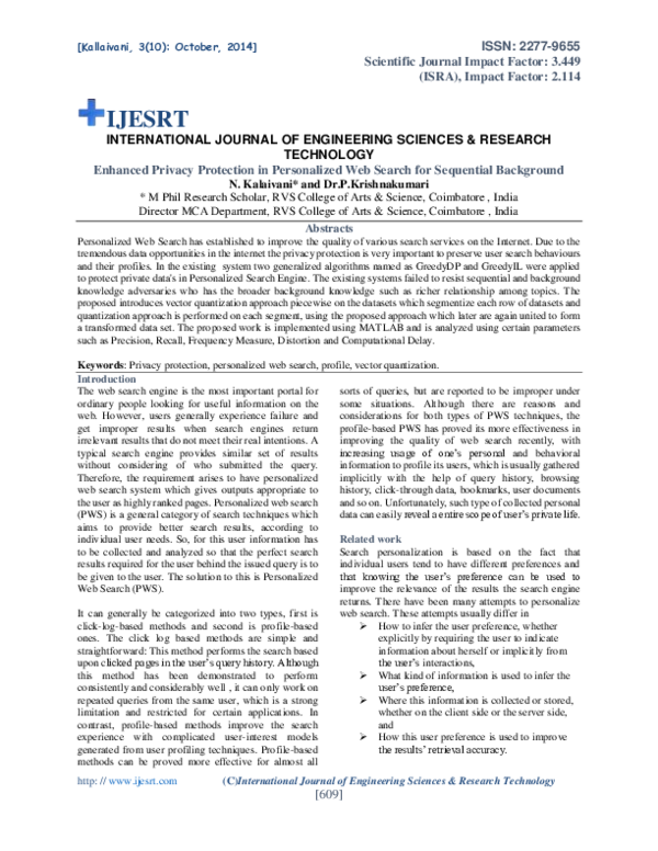 (PDF) Enhanced Privacy Protection in Personalized Web Search for ... (PDF) Enhanced Privacy Protection in Personalized Web Search for ...