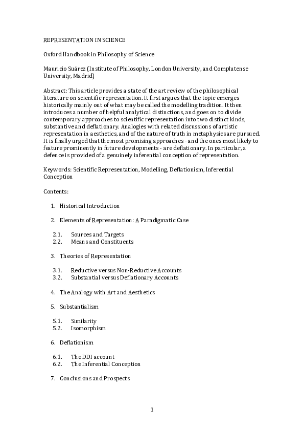 (PDF) Representation in science (Oxford Handbook in Philosophy of ...