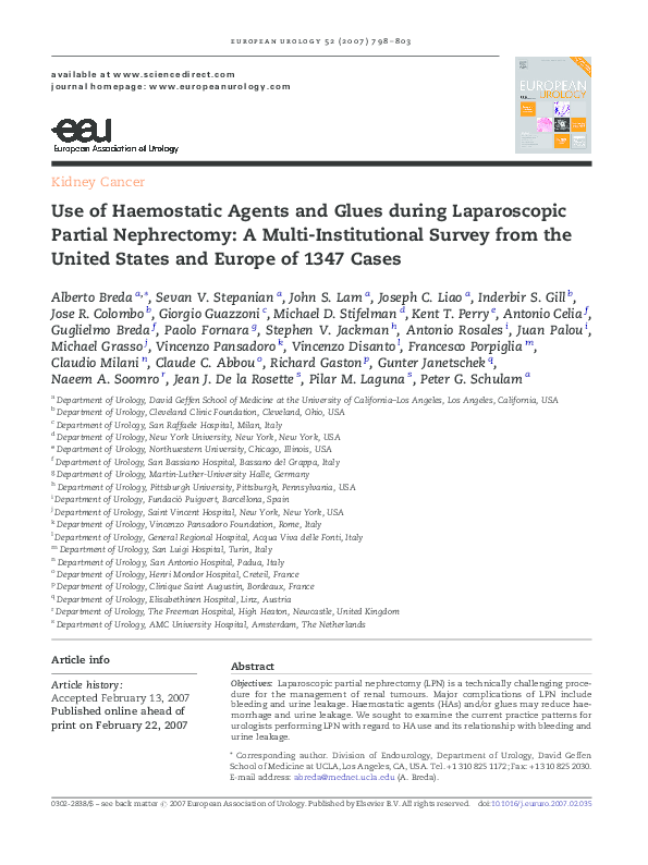 (PDF) Use of Haemostatic Agents and Glues during Laparoscopic Partial ...