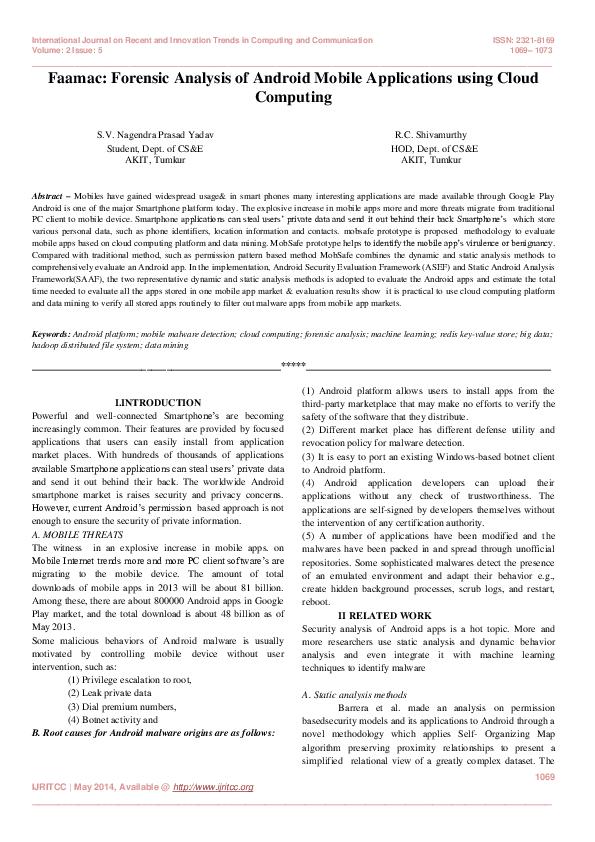 (PDF) Faamac: Forensic Analysis of Android Mobile Applications using Cloud Computing