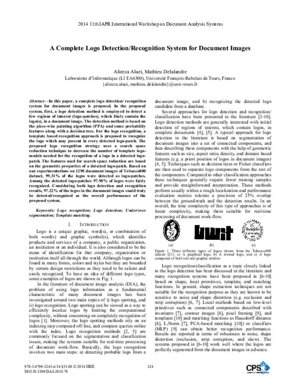 (PDF) A Complete Logo Detection/Recognition System for Document Images