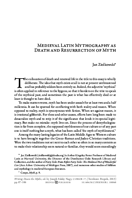 (PDF) Latin Mythology as Death and Resurrection of Myth