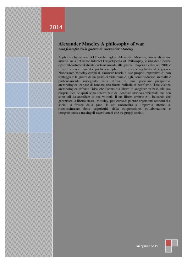 (PDF) Alexander Moseley "A philosophy of war": uno studio