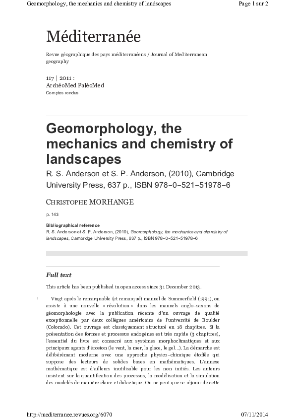 Geomorphology Anderson Pdf – [PDF] Geomorphology by Robert S. Anderson ...
