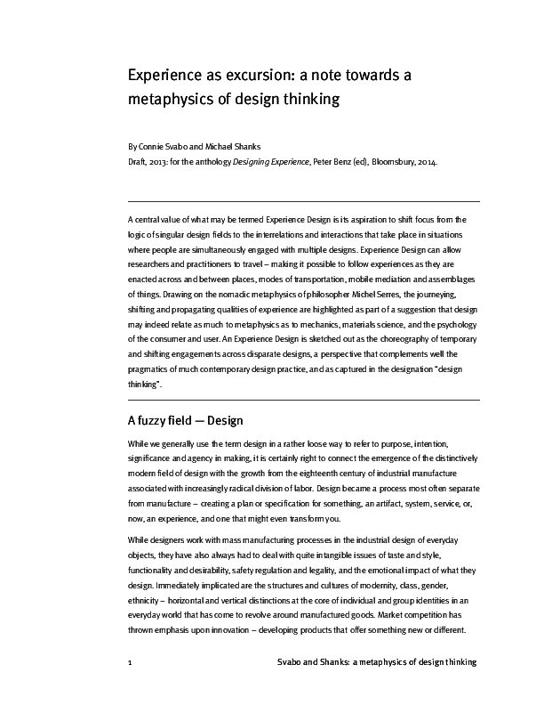 (PDF) Design thinking: a nomadic metaphysics