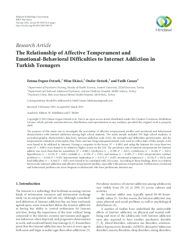 Pdf The Relationship Of Affective Temperament And Emotional