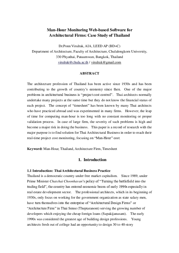 (PDF) Man-Hour Monitoring Web-based Software for Architectural Firms ...