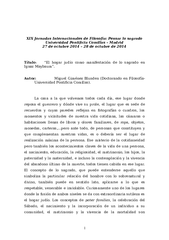 (DOC) El hogar judío como manifestación de lo sagrado en Ignaz Maybaum