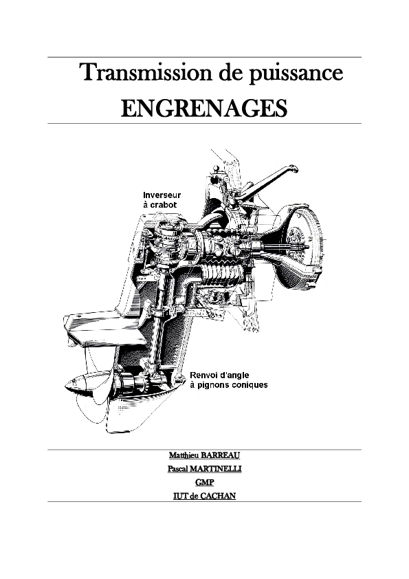 (PDF) Transmission de puissance ENGRENAGES