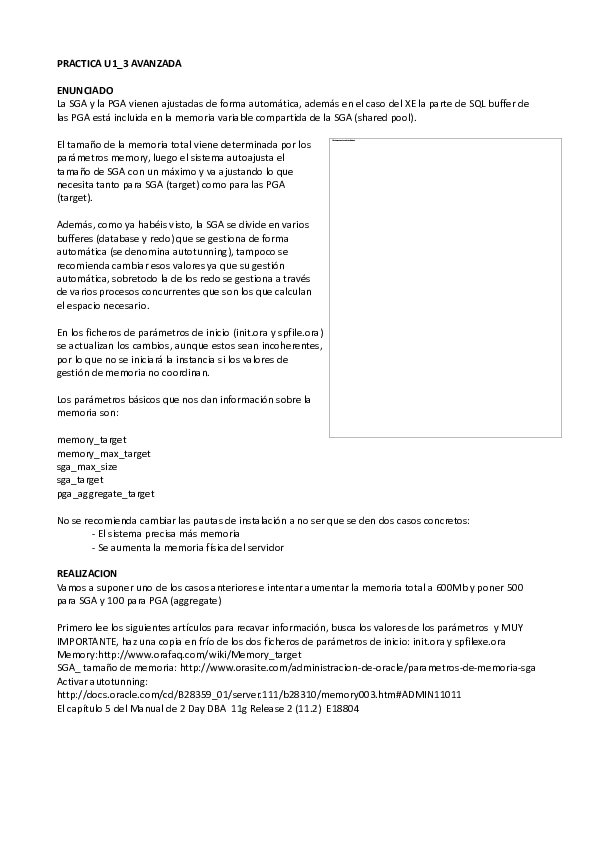 Practica BBDD - Memoria SGA Avanzada - Tutorial Virtual GNU