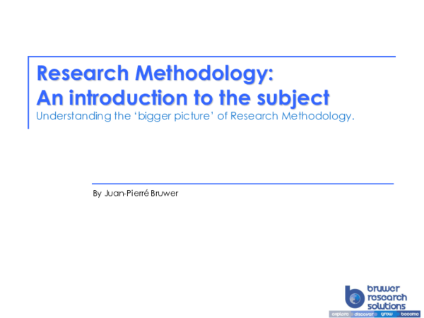 (PDF) An introduction to Research Methodology