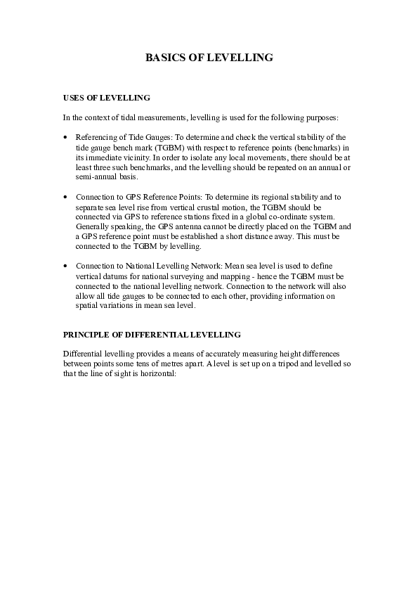 (DOC) BASICS OF LEVELLING USES OF LEVELLING