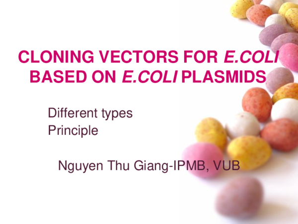 (PDF) CLONING VECTORS FOR E.COLI BASED ON E.COLI PLASMIDS Different ...