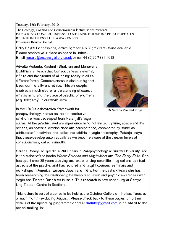 (PDF) Dr. Serena Roney-Dougal – Exploring consciousness: Yogic and ...