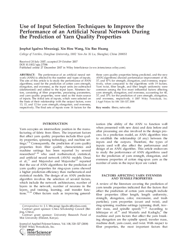 Pdf Use Of Input Selection Techniques To Improve The Performance Of