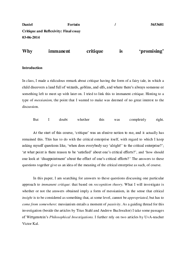 (DOC) Why immanent critique is 'promising'