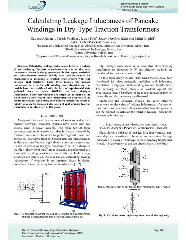 Pdf Calculating Leakage Inductances Of Pancake Windings In Dry Type Traction Transformers