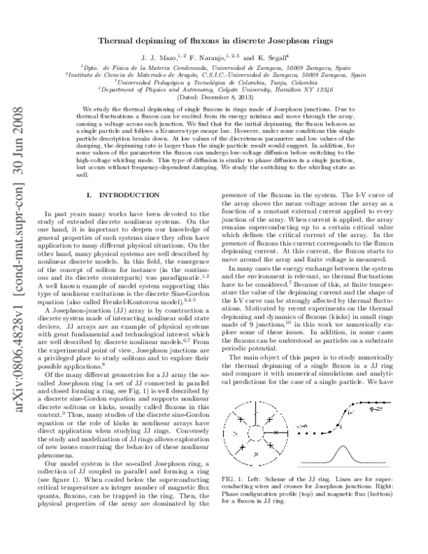 (PDF) Thermal depinning of fluxons in discrete Josephson rings