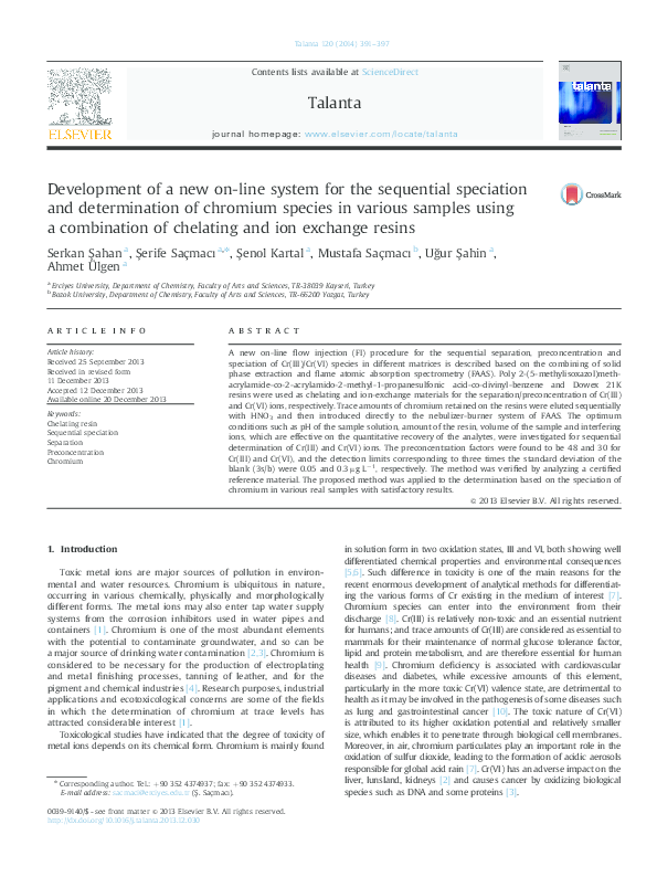 Pdf Development Of A New On Line System For The Sequential Speciation And Determination Of