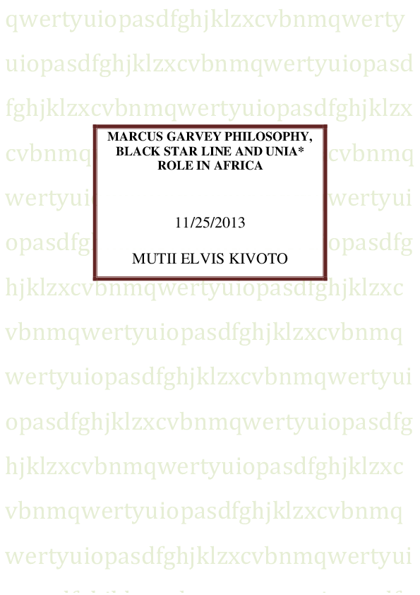(PDF) MARCUS GARVEY PHILOSOPHY, BLACK STAR LINE AND UNIA ROLE IN AFRICA