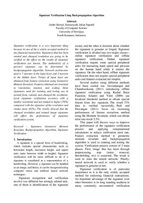 Doc Signature Verification Using Backpropagation Algorithm 6279