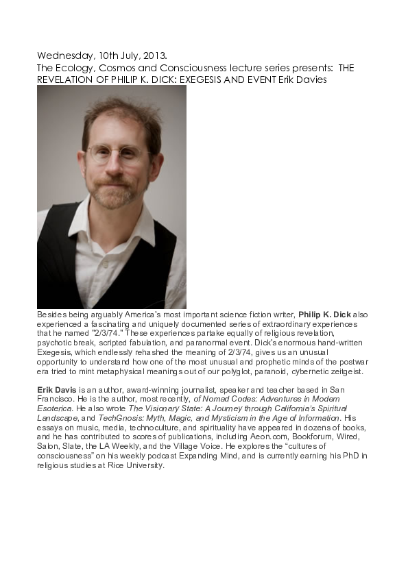 (PDF) Erik Davis - The revelation of Philip K. Dick: Exegesis and event